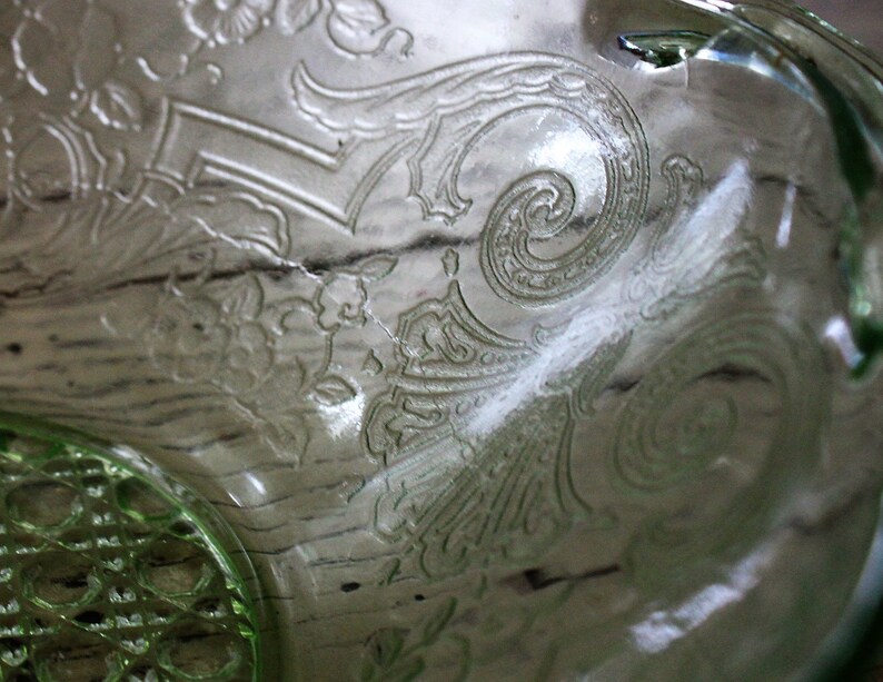 Lancaster Glass Company Debbra Uranium Glass Bowl - Etsy