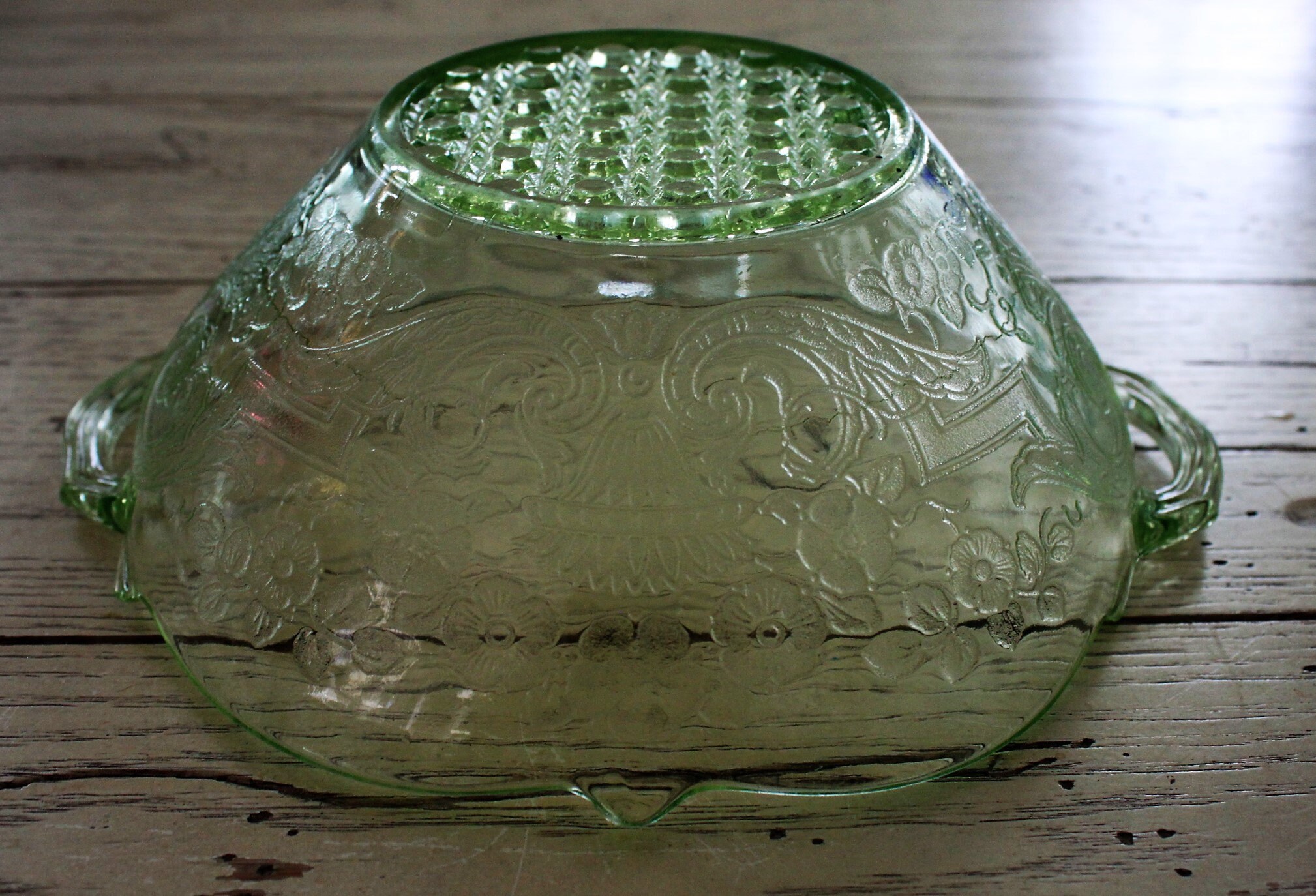 Lancaster Glass Company Debbra Uranium Glass Bowl - Etsy