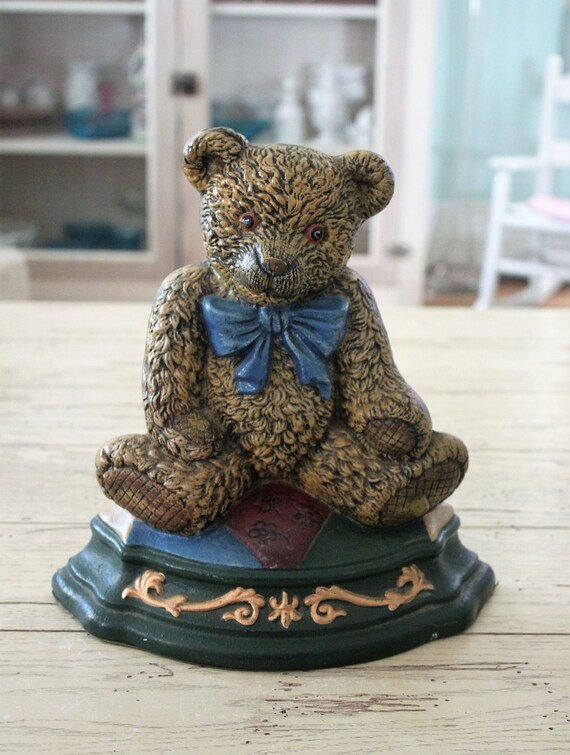 Vintage Teddy Bear Cast Iron Door Stop Metal Door Holder | Etsy