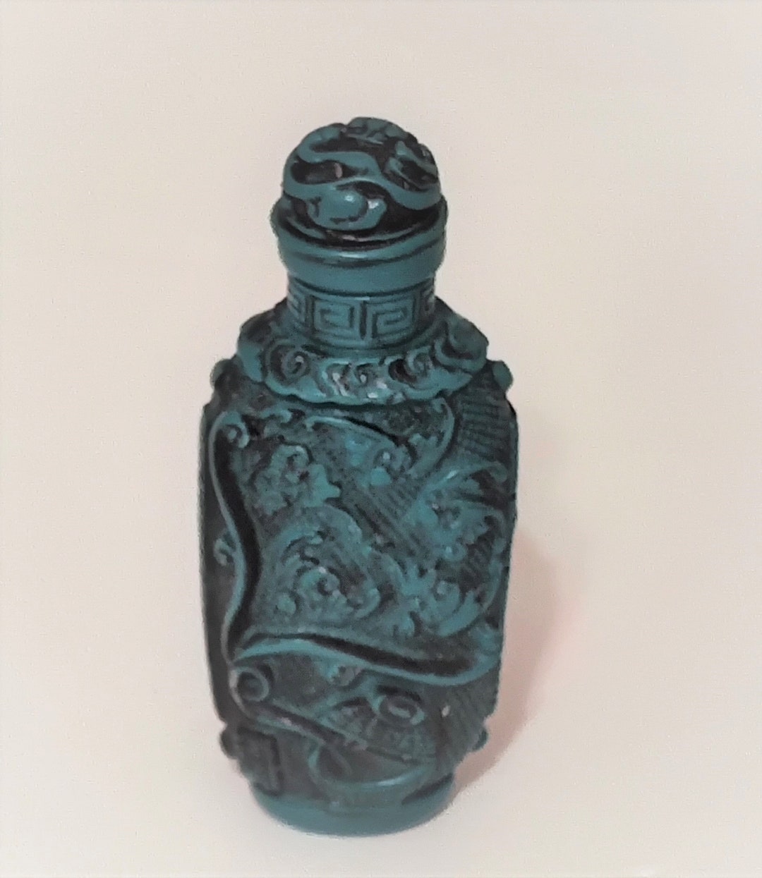 Unique Bat Carved Turquoise Snuff Bottle, Small Pottery Snuff Bottle ...
