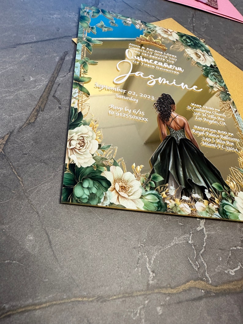 Gold Mirror Quinceanera Luxury Invitation , Quince Anos, Mis Quince ...