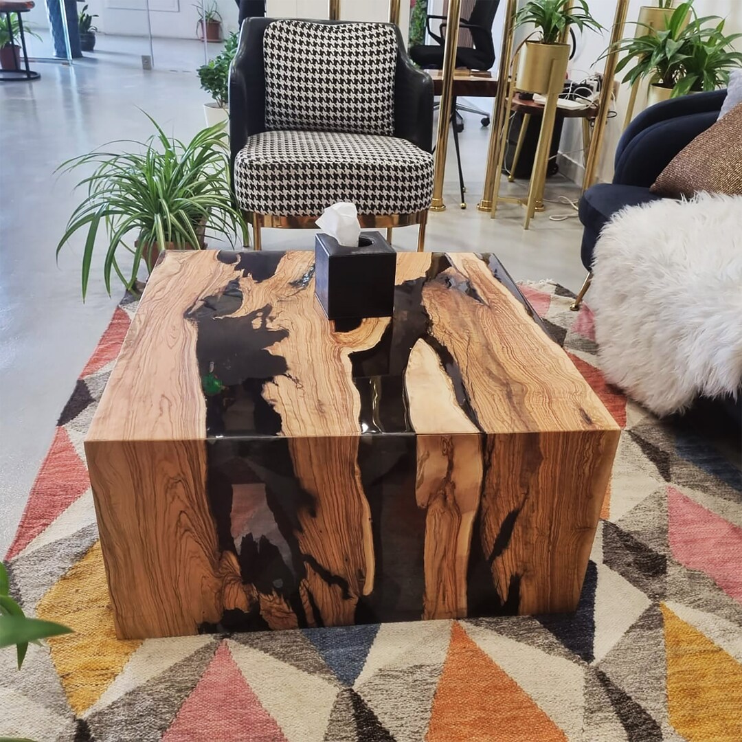 Coffee Table Epoxy Resin Coffee Table Square Table Wooden - Etsy