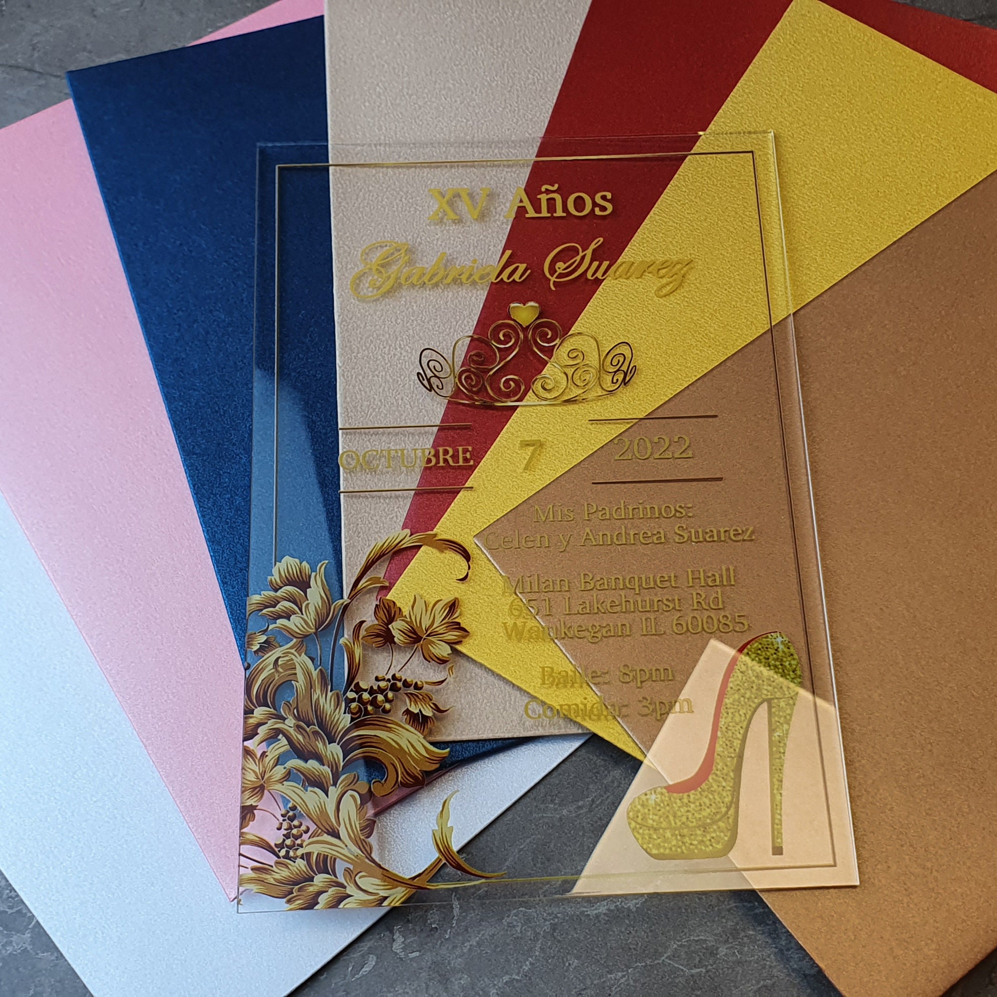 Quinceanera Invitation Gold Frame Invitation Designs - Etsy