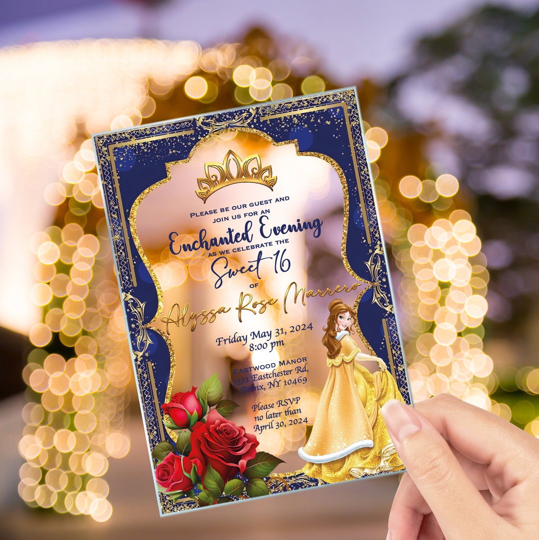 Beauty and the Beast Theme Quinceañera Invitation, Clear Acrylic, Mis ...
