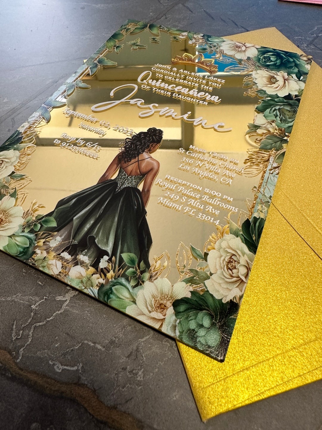 Gold Mirror Quinceanera Luxury Invitation , Quince Anos, Mis Quince ...