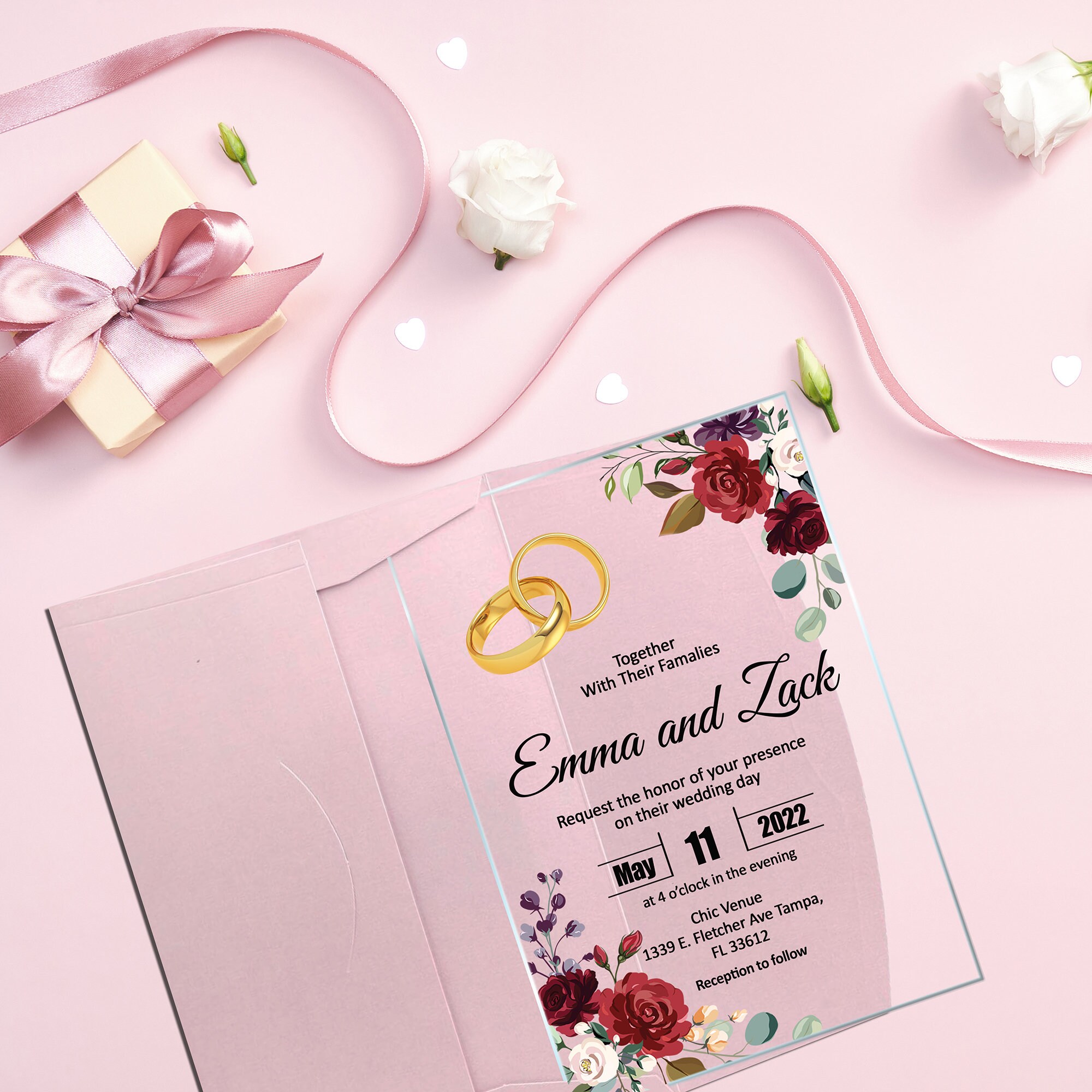 Wedding Invitation Red Rose Invitation Designs Birthday - Etsy