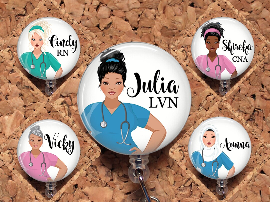 Nurse Badge Reel, Personalized Retractable ID Holder, 21 Characters ...