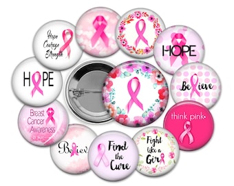 Breast Cancer Awareness Buttons - Pink October - Etsy