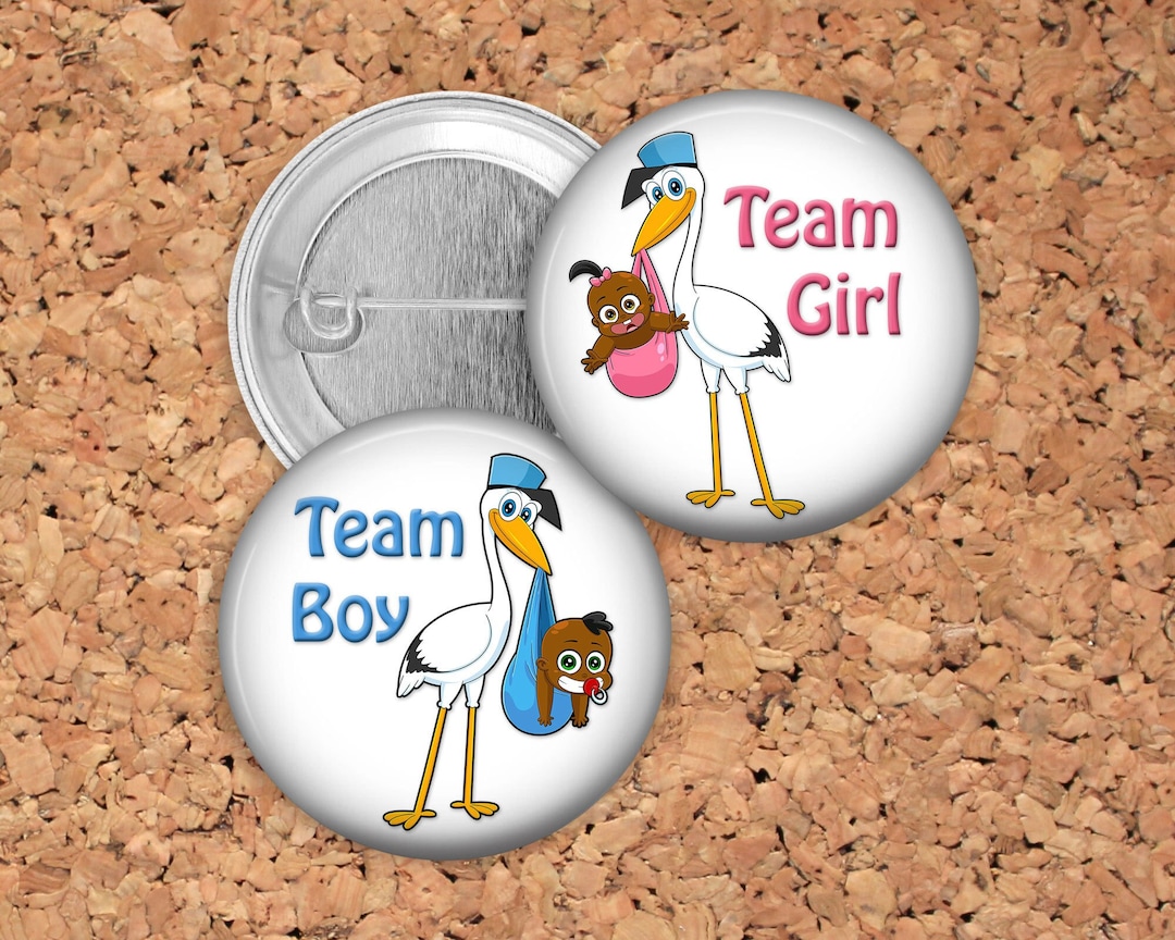 Gender Reveal Button Pins Stork Shower Party Favors Pinback Buttons ...