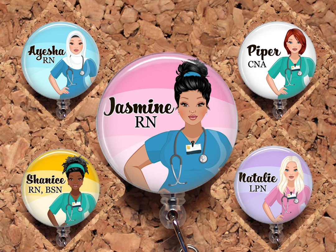Nurse Badge Reel, Personalized Retractable ID Holder, Custom Lanyard ...