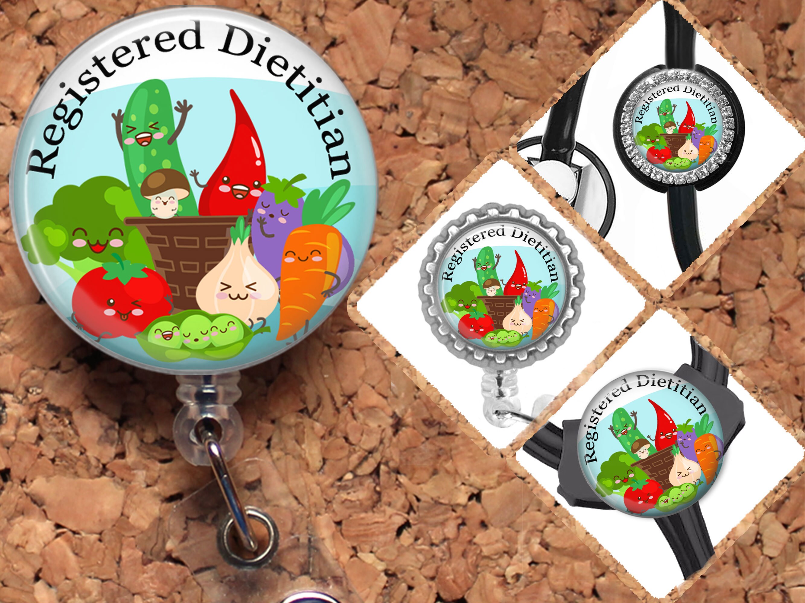 Vegetable Badge Reel Dietitian Retractable Lanyard Badge | Etsy