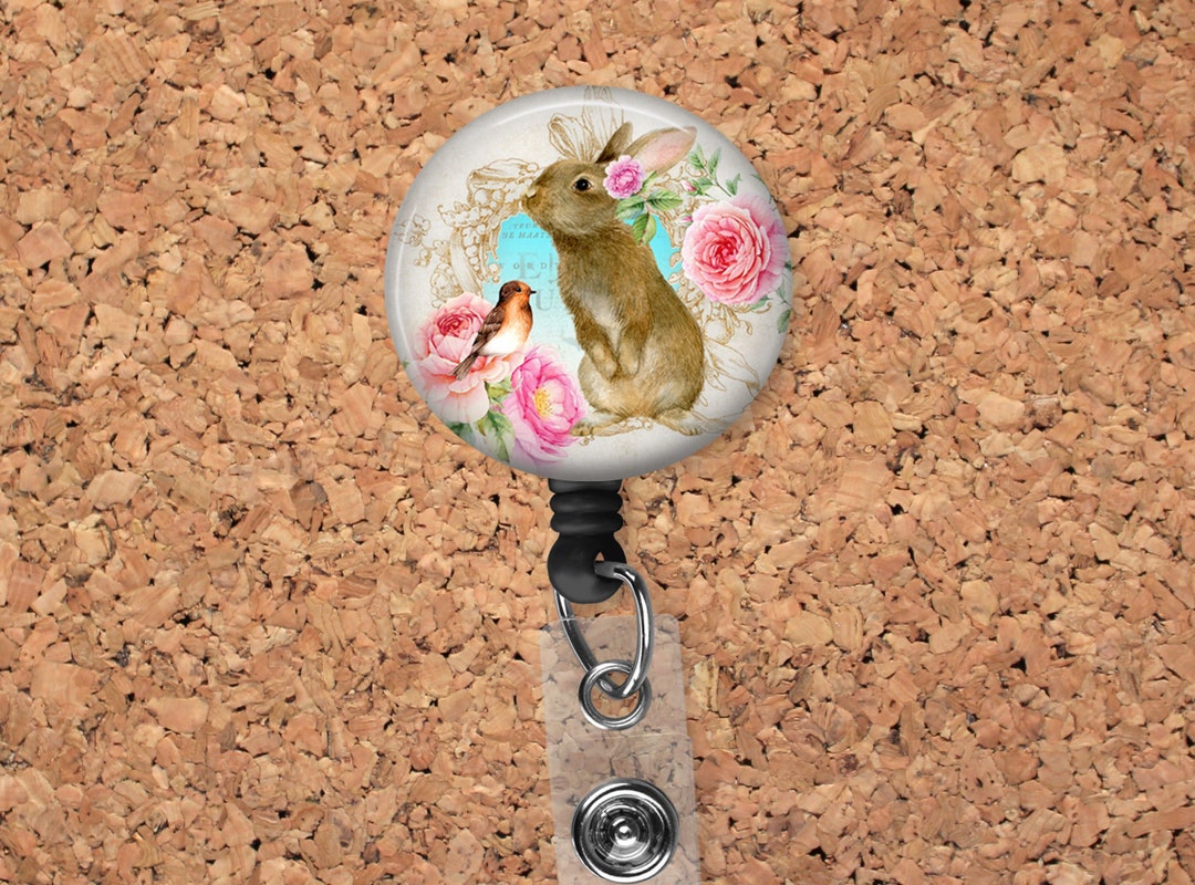 Bunny Rabbit Badge Reel, 12 Designs, Retractable ID Holder, Spring ...
