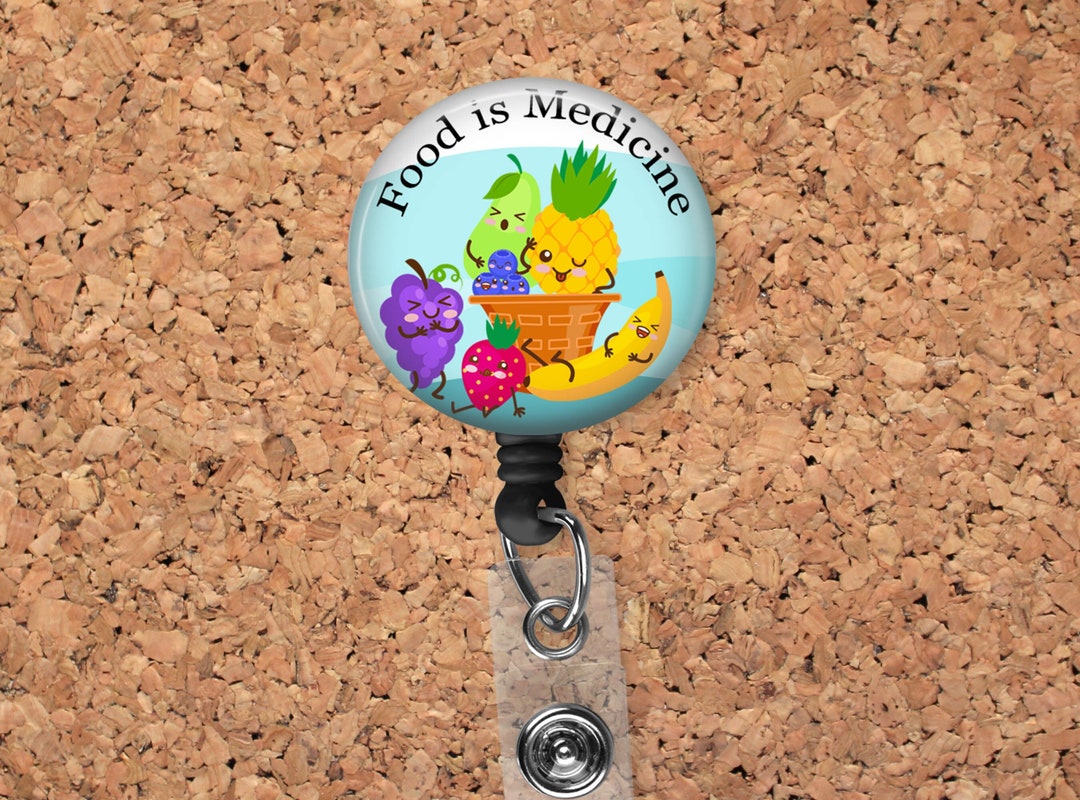 Fruit Badge Reel, Food is Medicine Dietitian Retractable Lanyard Badge ...