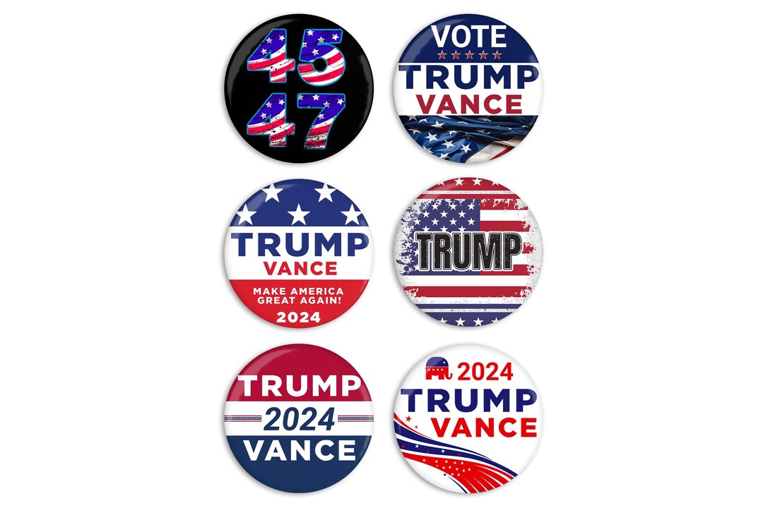 Trump Vance 2024 Pins, Set of 6 Republican Button Pins, MAGA, Available ...