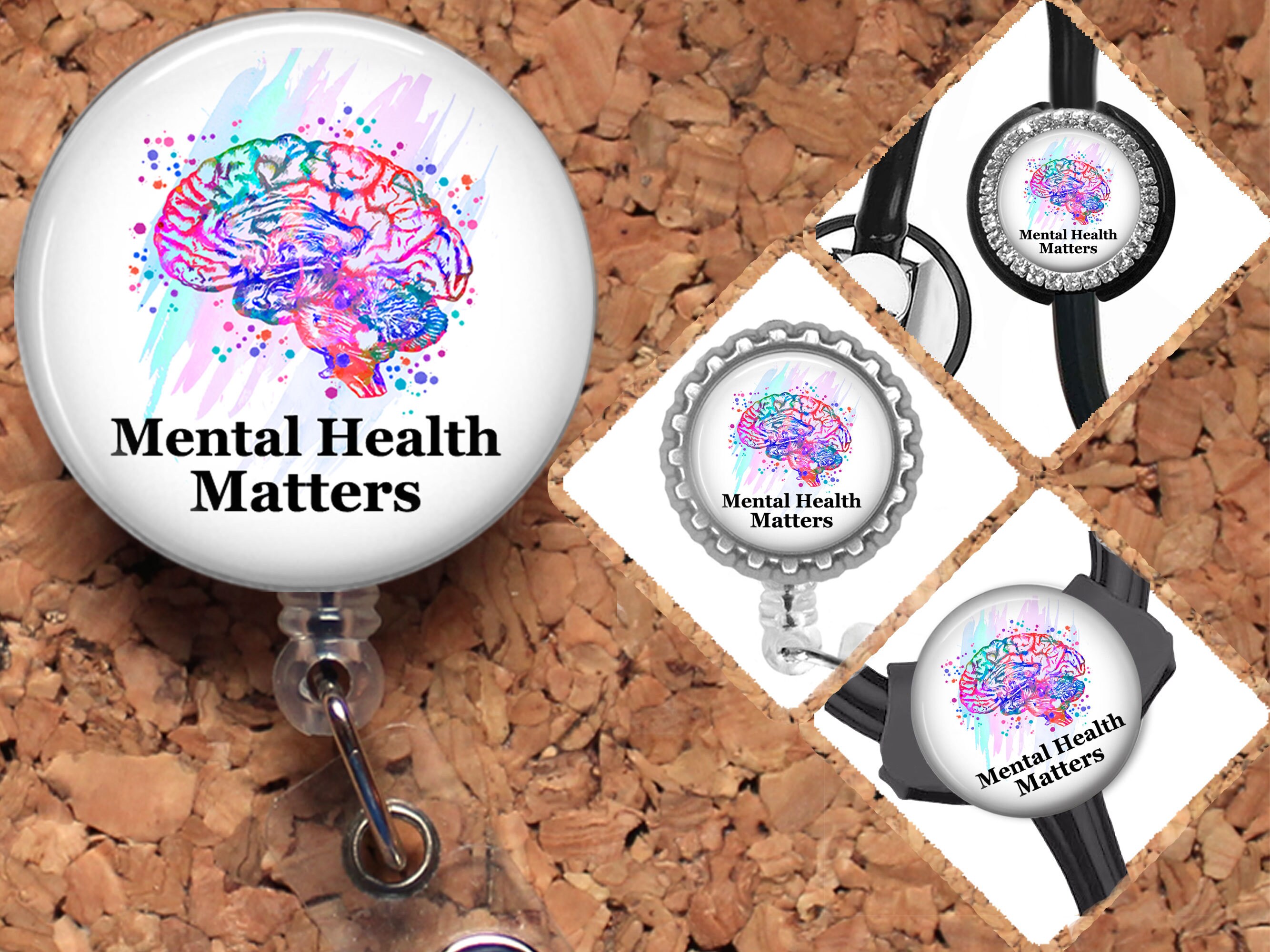 Mental Health Badge Reel LMHC LMSW Water Color Anatomy | Etsy