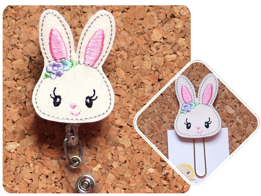 Bunny Badge Planner Clip, Vinyl ID Badge Reel, Magnet, Brooch Pin ...