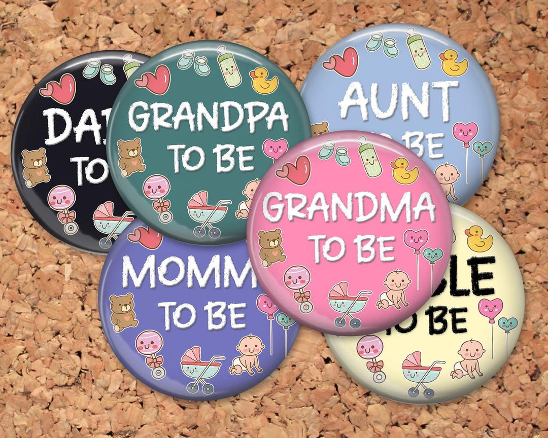 Custom Baby Shower Pin-back Buttons, Mommy, Daddy, Aunt - Etsy