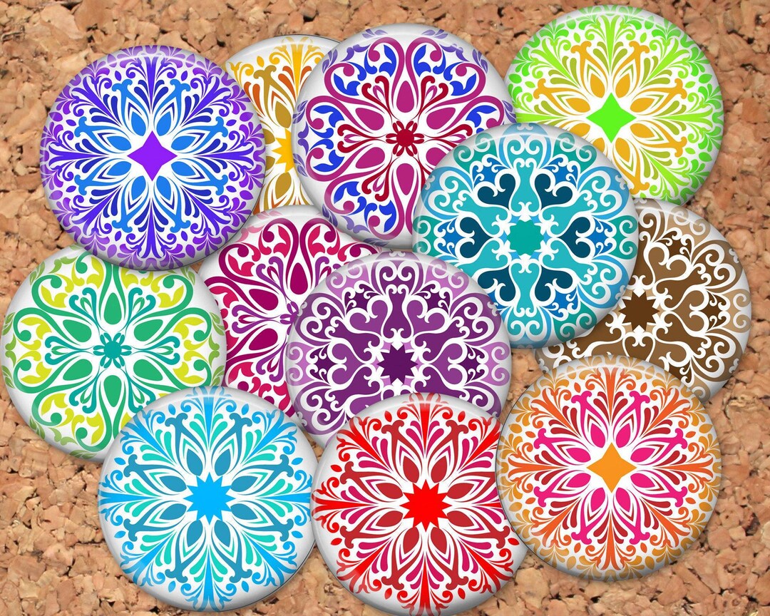 Colorful Swirls Buttons, Pins, Flat Backs, Party Favor, DIY Badge Reels ...