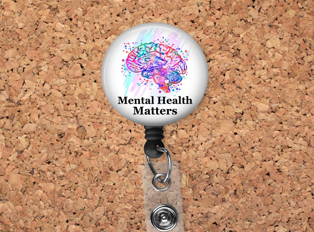 Mental Health Badge Reel, LMHC, LMSW, Water Color Anatomy, Retractable ...
