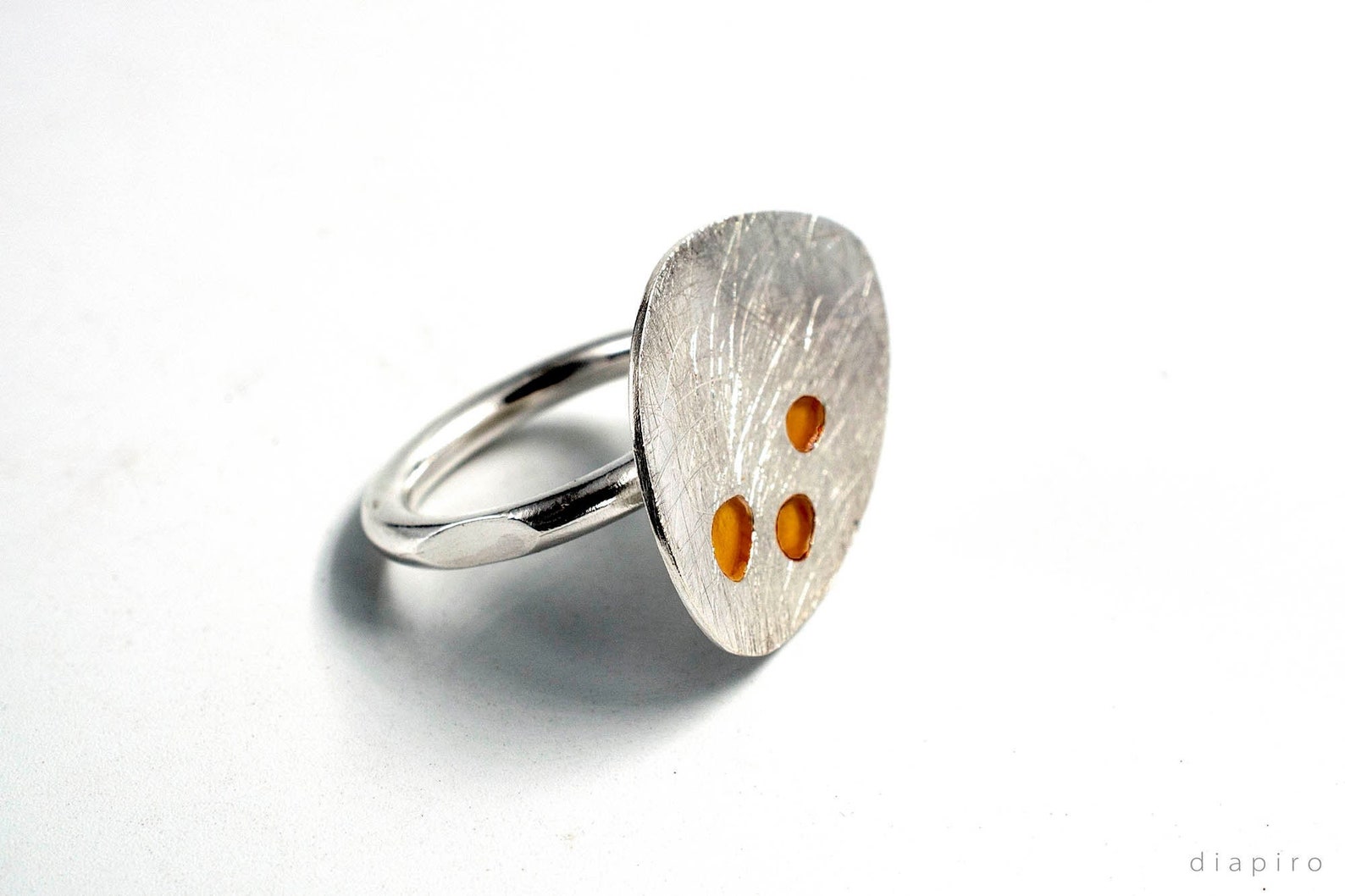 Orange Enamel Silver Ring Statement Ring for Women - Etsy