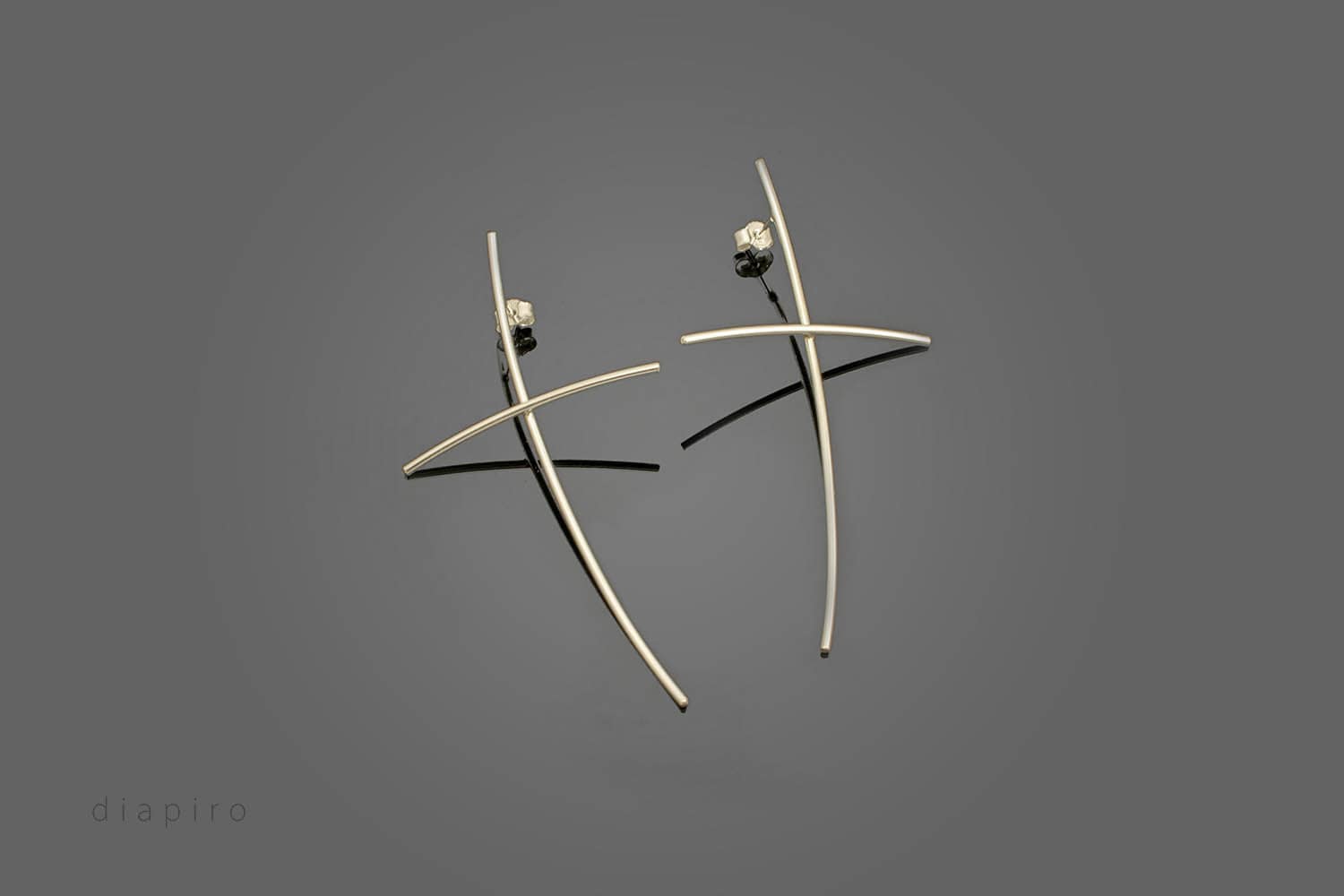 Silver Cross Earrings, Long Silver Earrings, Modern Jewelry - Etsy