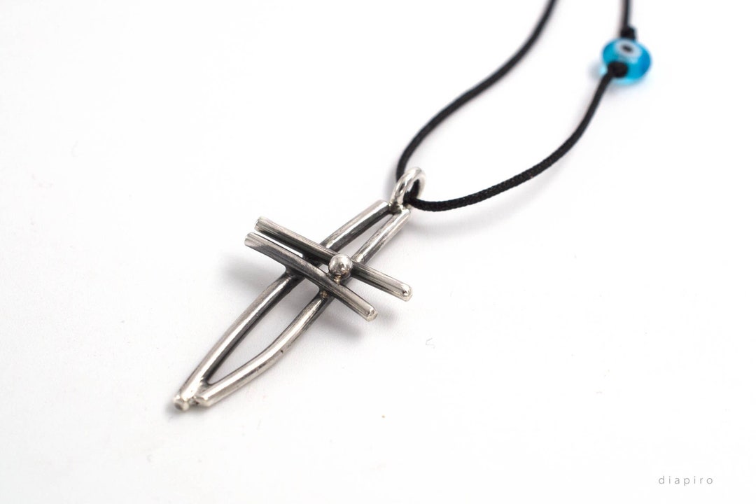 Evil Eye Cross Necklace, Women's Silversmith Jewelry, Abstract Form ...