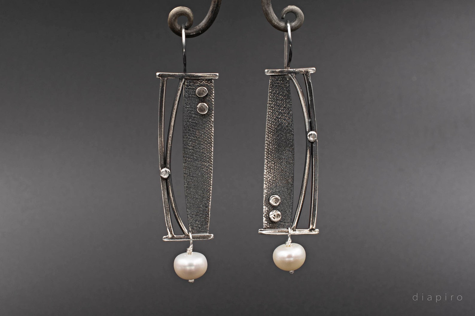 Pearl Earrings Dangle Modern Art Earrings Bauhaus Jewelry - Etsy