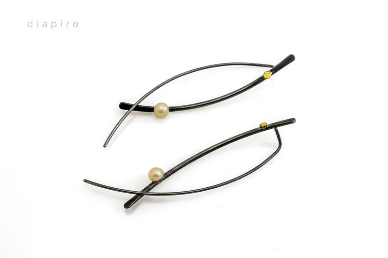 Threader Earrings Silver 925 Silver and Pearls Dainty - Etsy