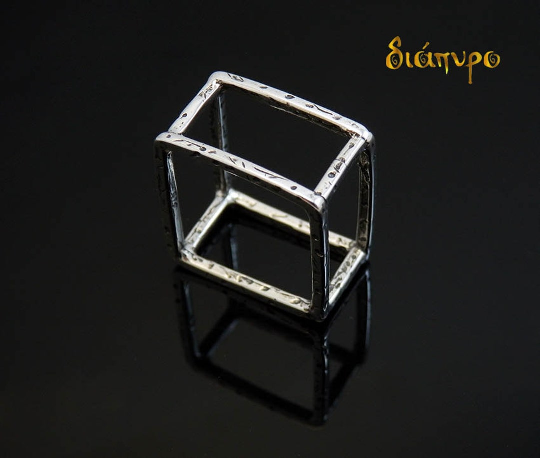 Geometric Ring, Square Ring, Dainty Ring, Cube Ring, Easy to Wear ...