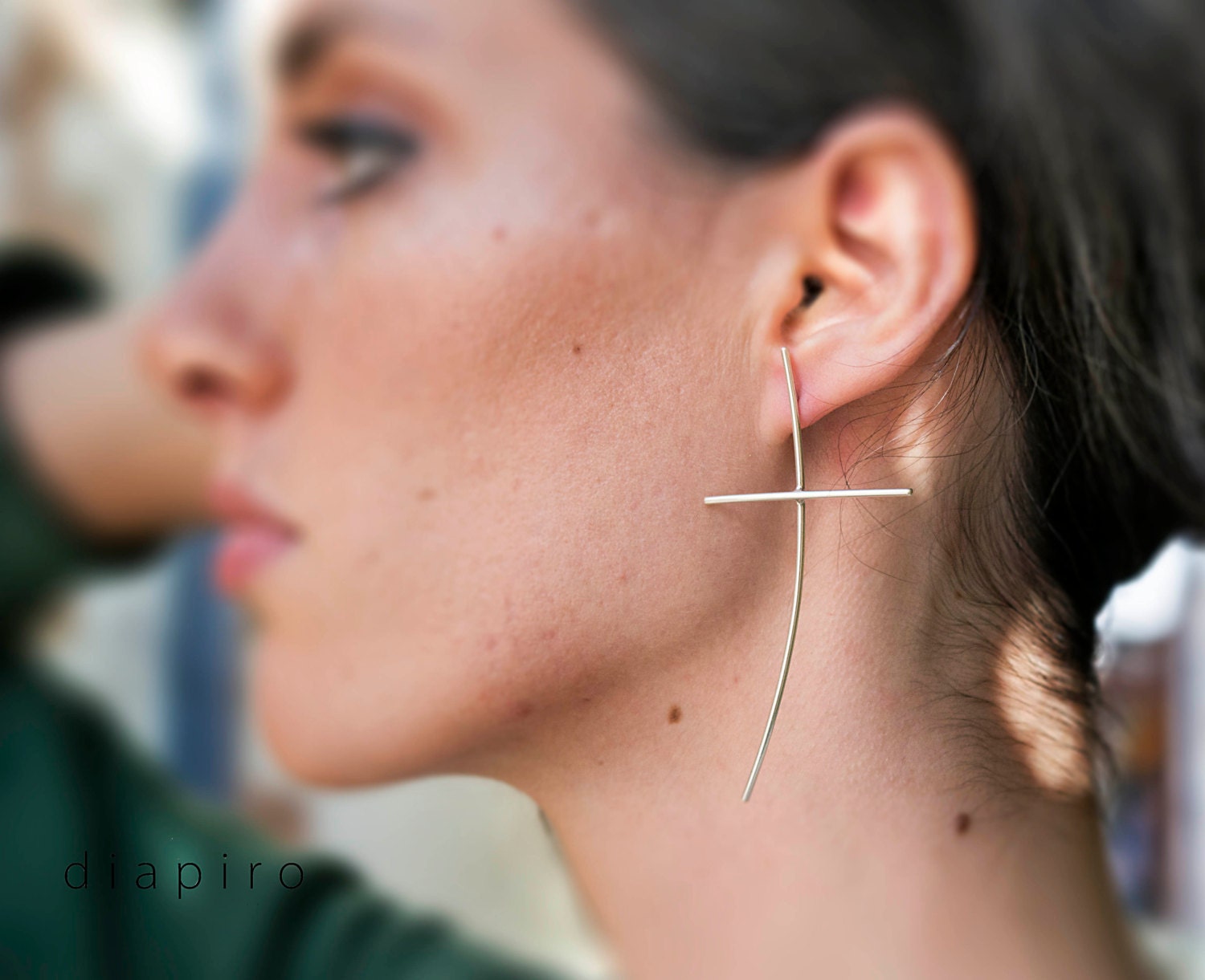 Silver Cross Earrings, Long Silver Earrings, Modern Jewelry - Etsy