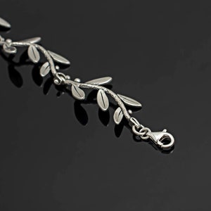 Olive Branch Silver Bracelet, Handmade Olive Leaf Link Bracelet - Etsy