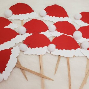 Santa Hat Cupcake Toppers: Christmas Party Decor, Set of 12 - Etsy