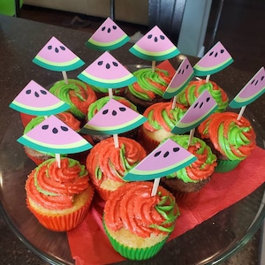Watermelon Cupcake Toppers/ Watermelon Theme/ Summer Party - Etsy