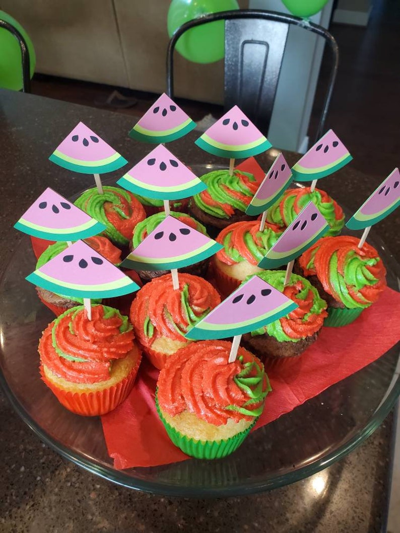 Watermelon Cupcake Toppers/ Watermelon Theme/ Summer Party - Etsy