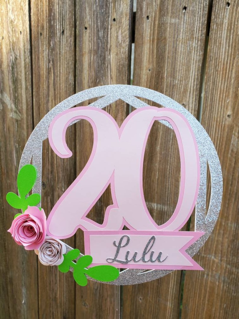 20th Birthday Cake Topper/ 20th Birthday/ Floral Cake Topper/ - Etsy