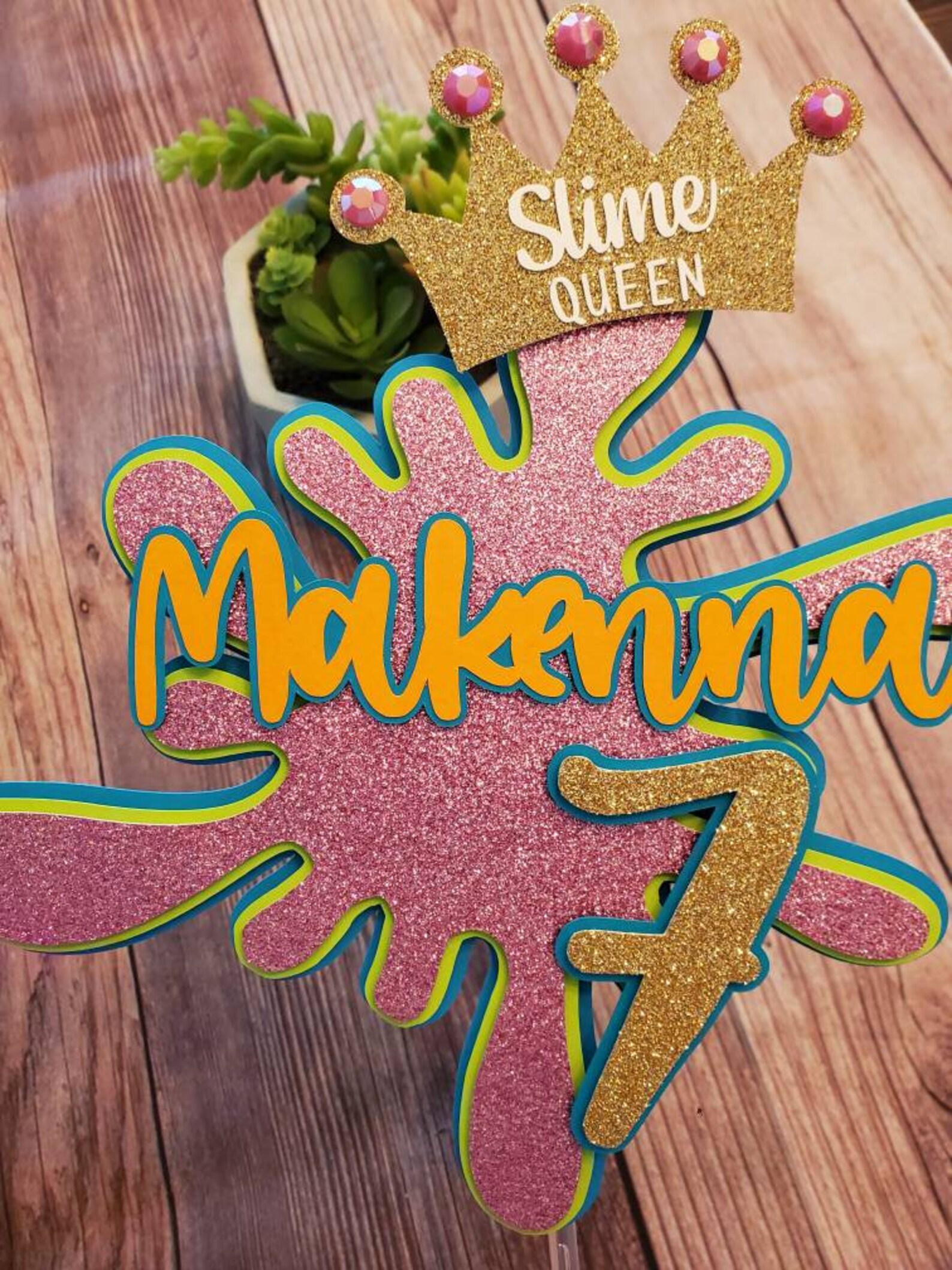 Slime Cake Topper: Personalized Birthday Party Decoration - Etsy