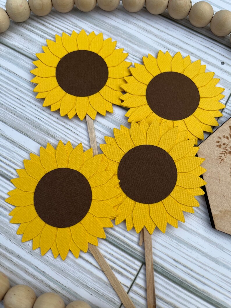 Sunflower Cupcake Toppers: Fall Party Decor (set of 12) - Etsy