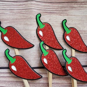 Fiesta Cupcake Toppers. Chili Cupcake Toppers. Chili Theme. - Etsy