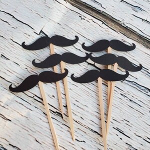 Mustache Cupcake Toppers/ Set of 12 Mustache Cupcake Toppers/ Little ...