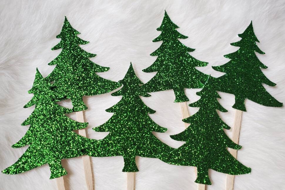Christmas Tree Cupcake Toppers/ Cupcake Toppers/ Christmas - Etsy