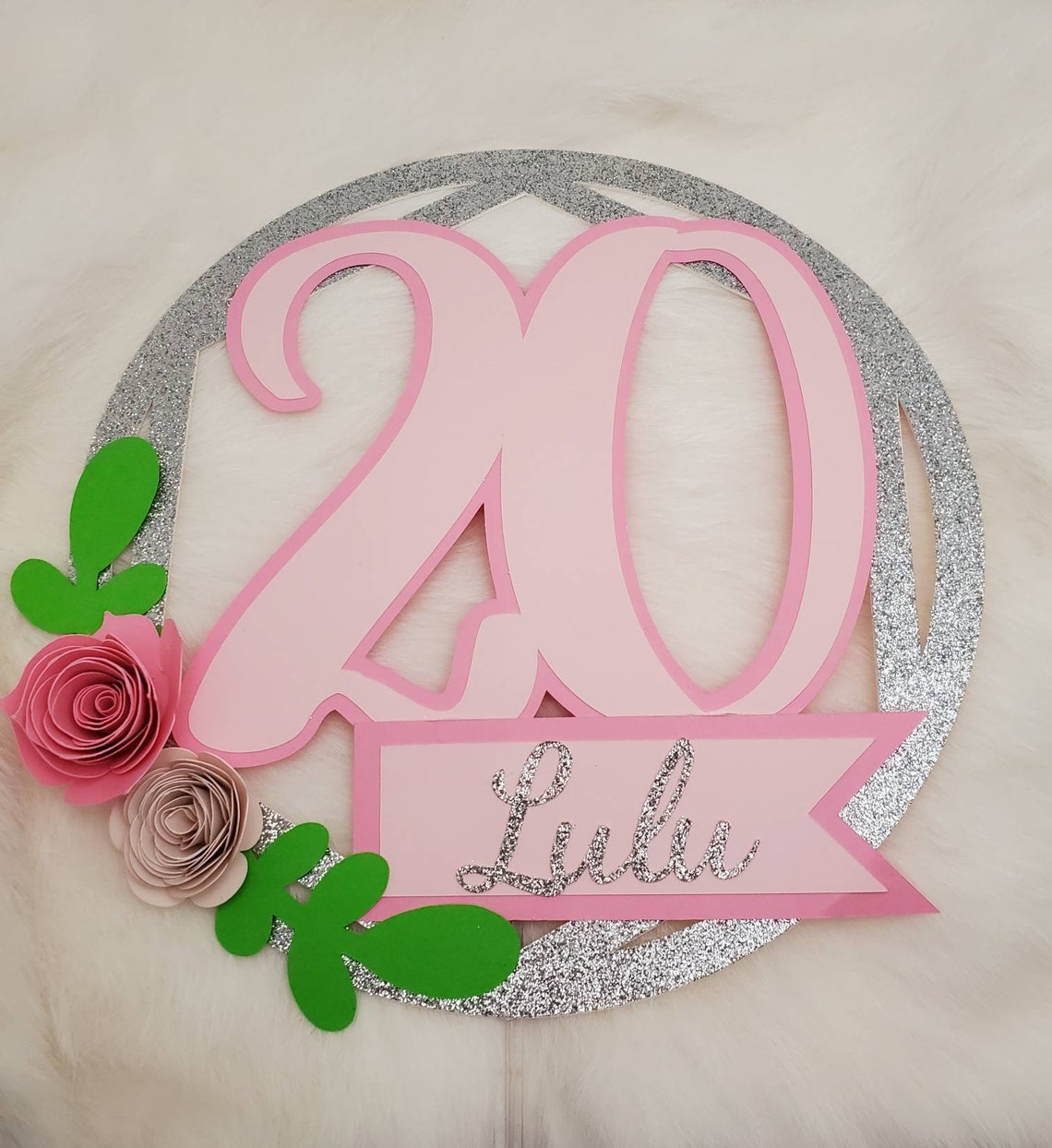 20th Birthday Cake Topper/ 20th Birthday/ Floral Cake Topper/ | Etsy