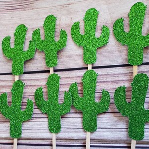 Cactus Cupcake Toppers/ Fiesta Birthday Decorations/ 1 Set 12 Toppers ...