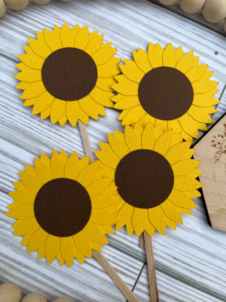 Sunflower Cupcake Toppers: Fall Party Decor (set of 12) - Etsy