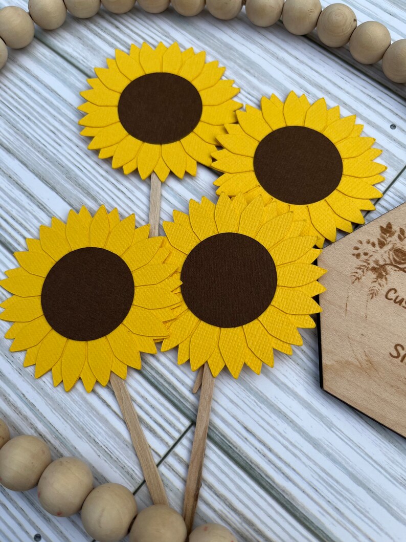Sunflower Cupcake Toppers: Fall Party Decor (set of 12) - Etsy