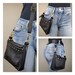 Black Leather Hip Bag With Studs, Small Convertible Crossbody Purse ...