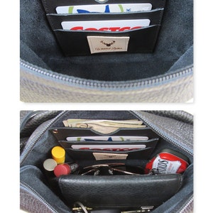 Black Leather Hip Bag With Studs, Small Convertible Crossbody Purse ...