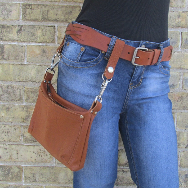 Men's or Women's Brown Leather Hip Bag biker hip | Etsy