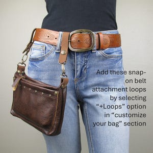Brown Leather Hip Bag With Studs, Small Convertible Crossbody Purse ...