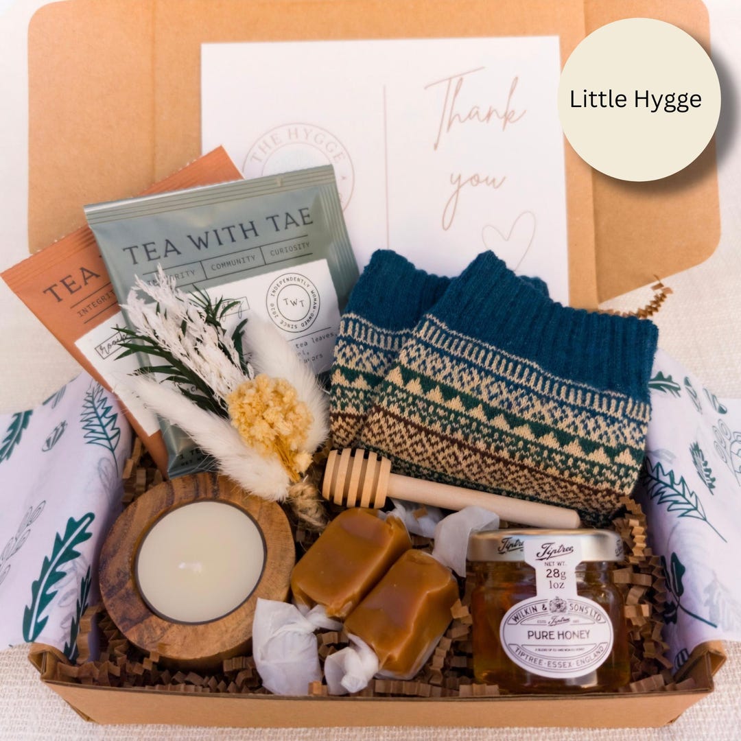 Personalized Hygge Gift Box: Cozy Socks, Herbal Tea & Candle Self Care ...