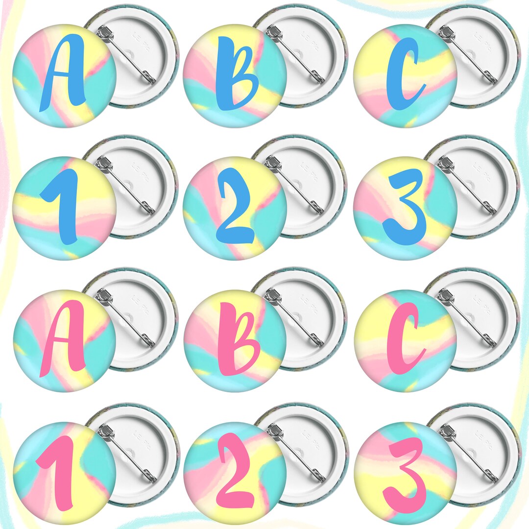 Letters and Numbers Button Badges. Choose Your Selection of Letters to ...